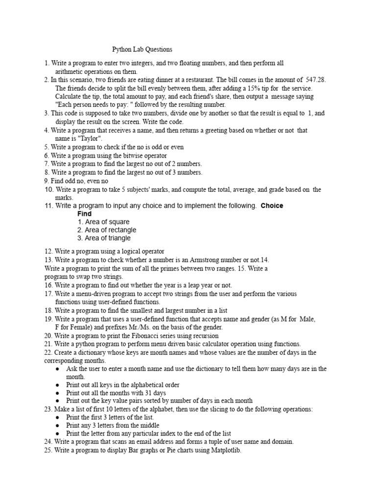 Python Lab Question Updated | PDF | Function (Mathematics) | Area