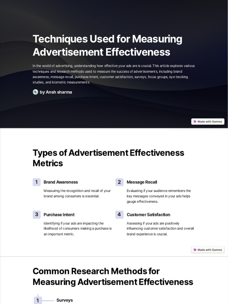 Techniques Used For Measuring Advertisement Effectiveness | PDF ...