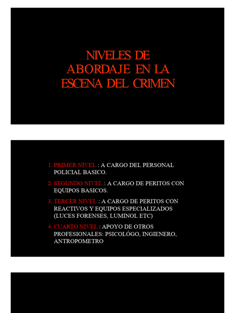Niveles de Abordaje en la Escena del Crimen | PDF | Ciencia forense ...