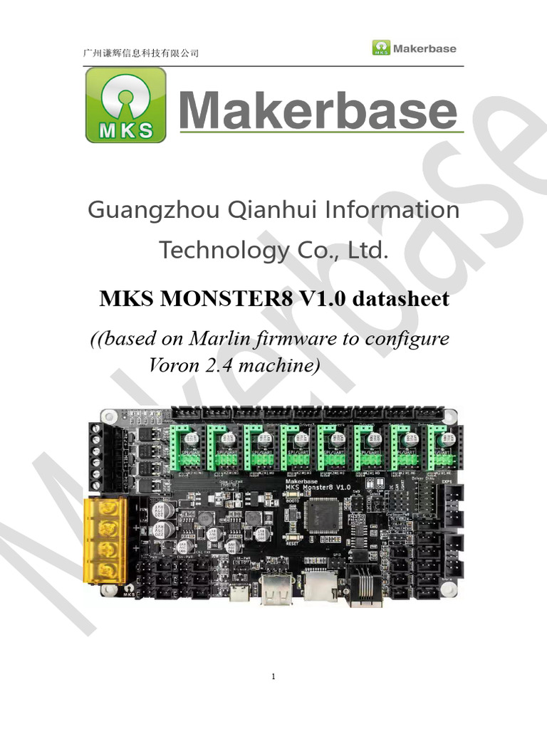 MKS MONSTER8 V1.0 datasheet (based on Marlin firmware to configure Voron 2.4 machine) | PDF ...