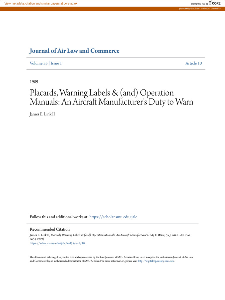 Aircraft Warning Labels: Duty & Impact | PDF | Product Liability ...