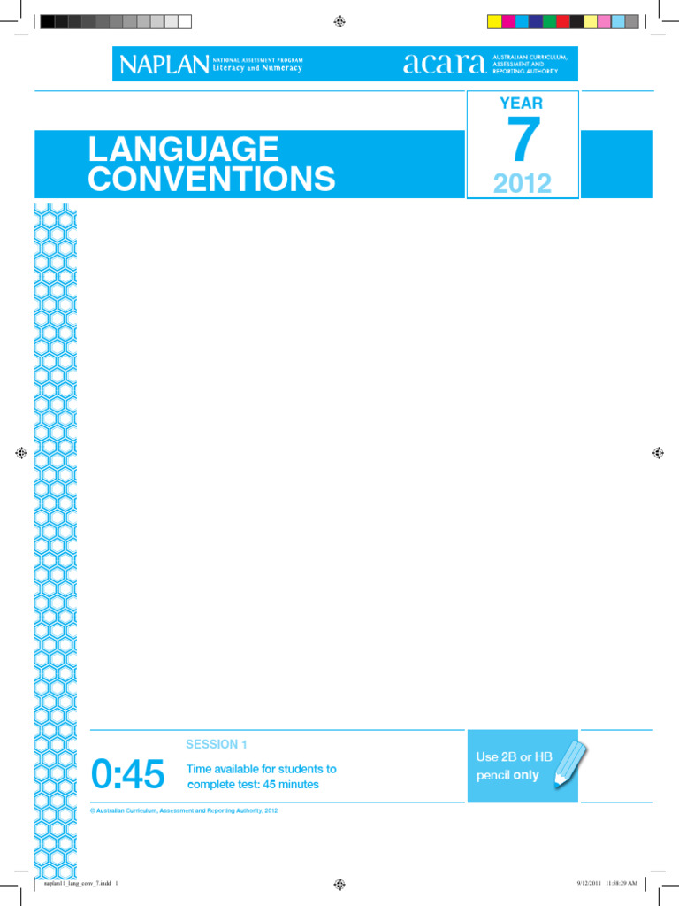 Naplan 2012 Final Test Language Conventions Year 7 | PDF | Cakes ...