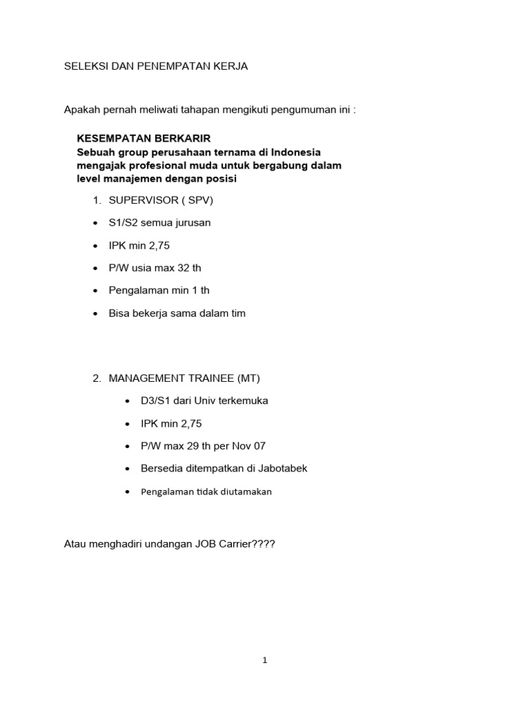 Psi Ind 3 - SELEKSI DAN PENEMPATAN KERJA | PDF | Karier & Perkembangan