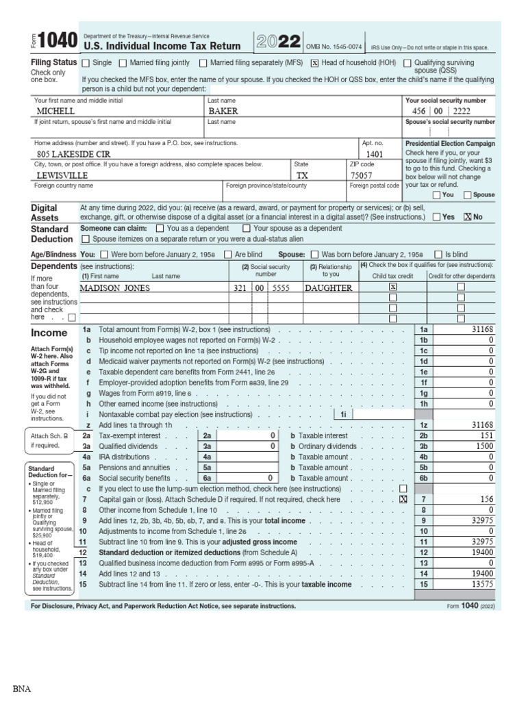 Actividad 7 1040 Form | PDF | Irs Tax Forms | Tax Deduction