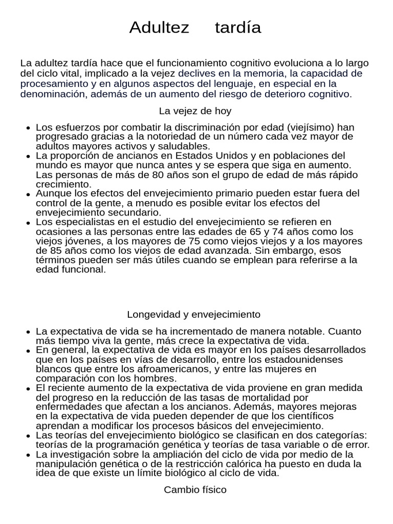 Adultez Tardía - Docx - 20231202 - 215532 - 0000 | PDF | Adultos | Vejez