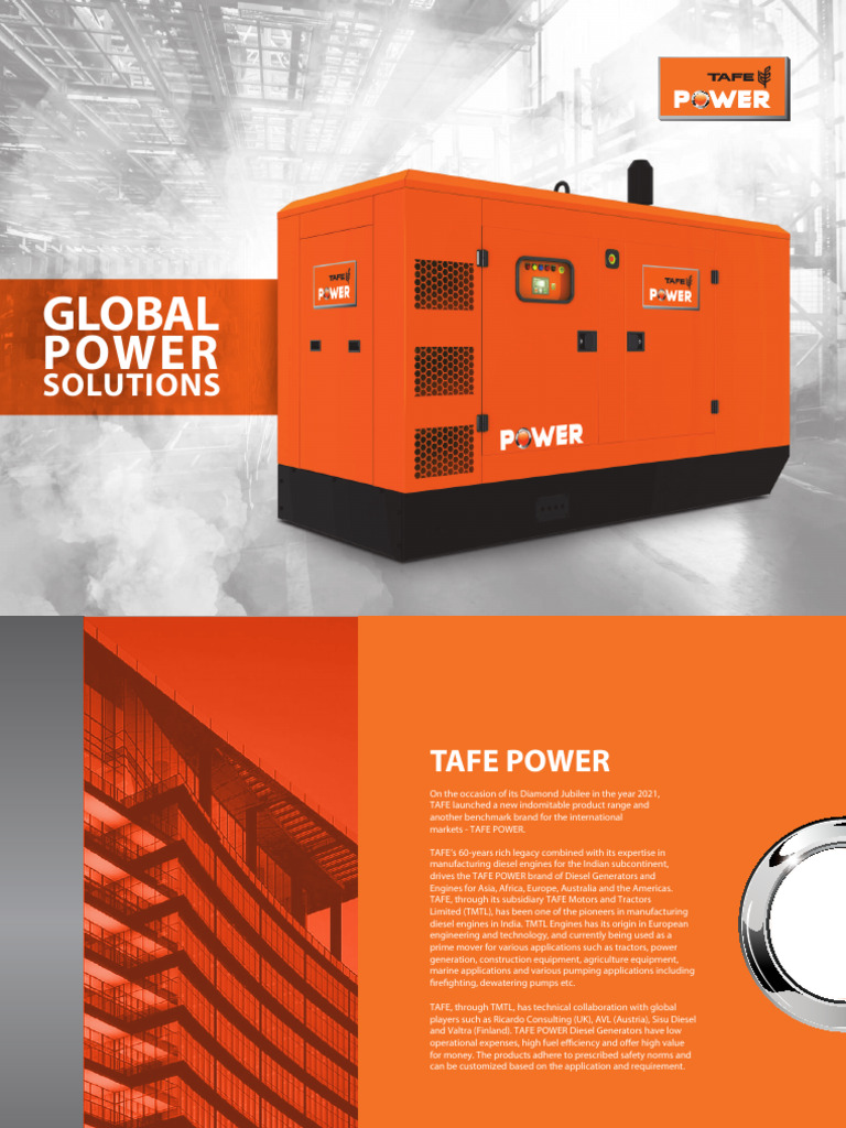 TAFE POWER Silent Generators Brochure | PDF | Engines | Manufactured Goods