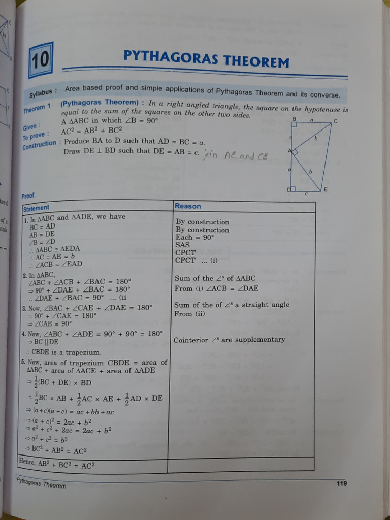 CL 9 CH 10 Pythagoras Theorem | PDF | Triangle Geometry | Euclid