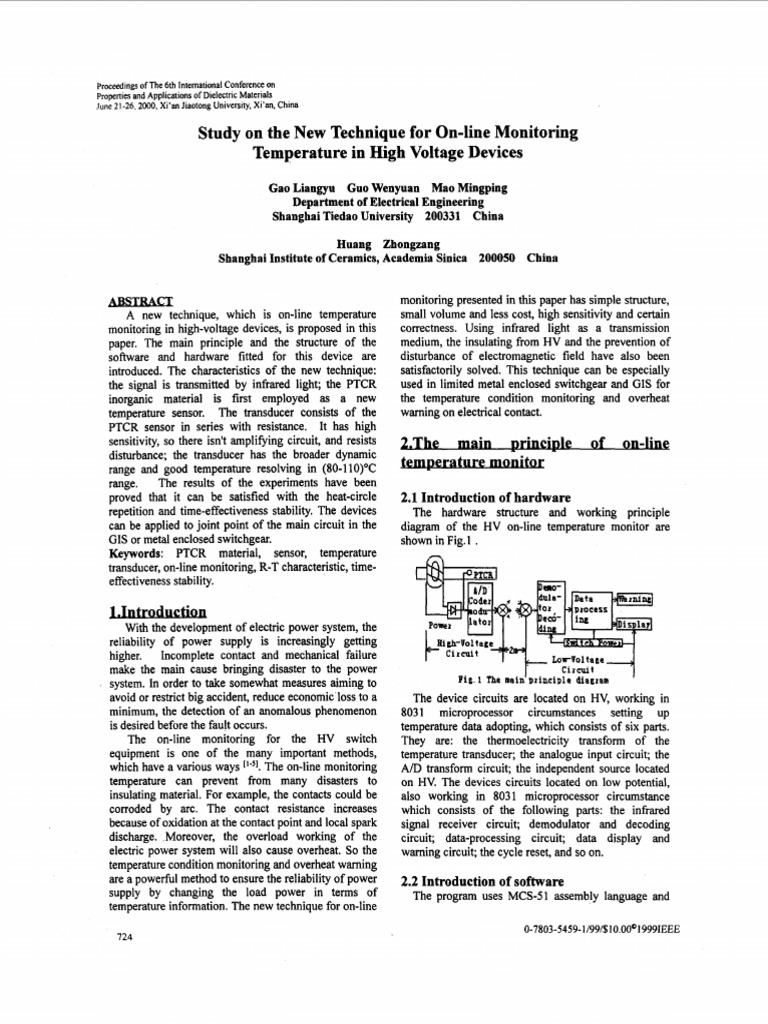 New Technique For Onlinei Monitoring Temp in High Voltage Devices | PDF ...