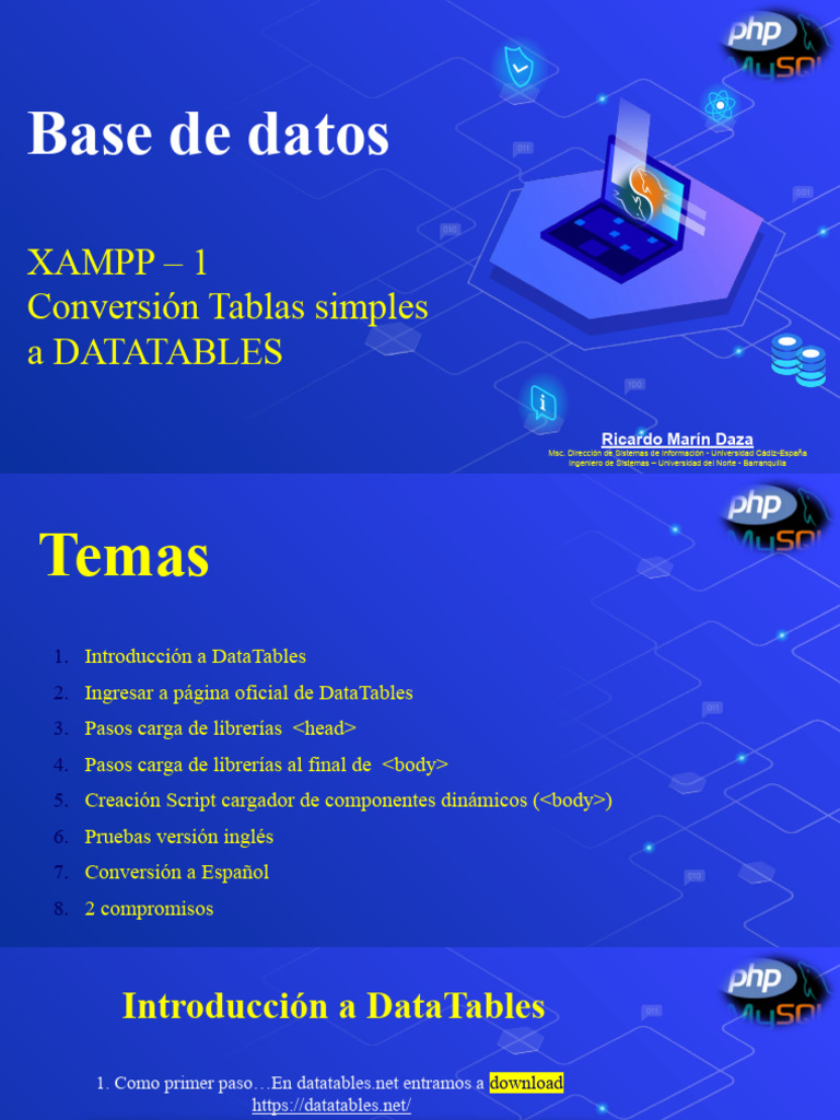 Xampp-1 - Tablas Con Datatables Sin BD | PDF | Bootstrap (marco frontal ...