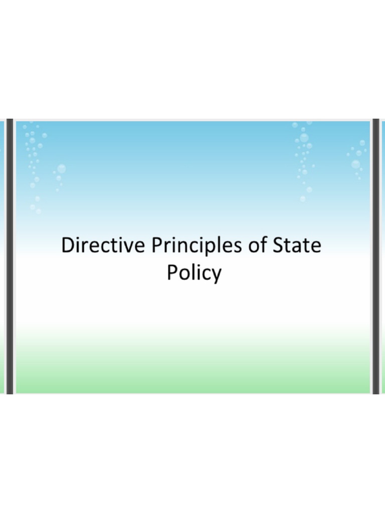Directive Principles of State Policy | PDF