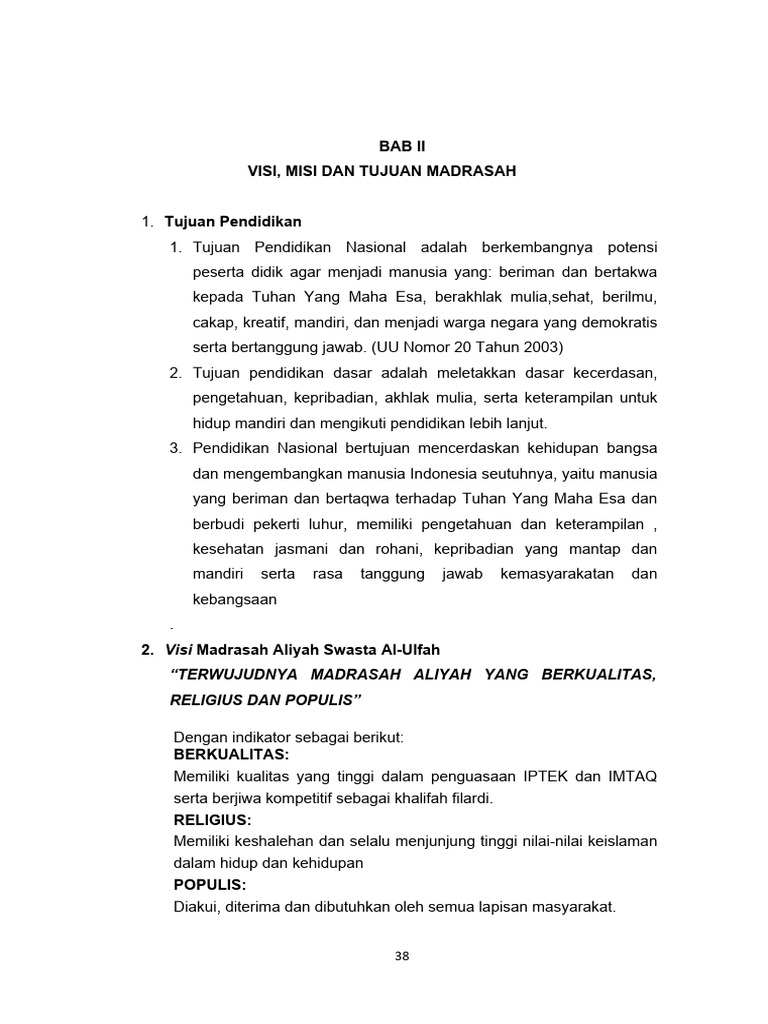 Bab II Visi Misi Dan Tujuan | PDF