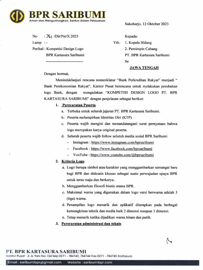 Kompetisi Desain Logo BPR Saribumi | PDF