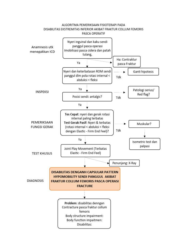 7A. Algoritma Pemeriksaan Fisioterapi Collum Femoris Fracture | PDF