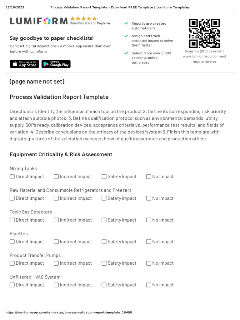Process Validation Report Template | Download Free PDF | Refrigerator ...