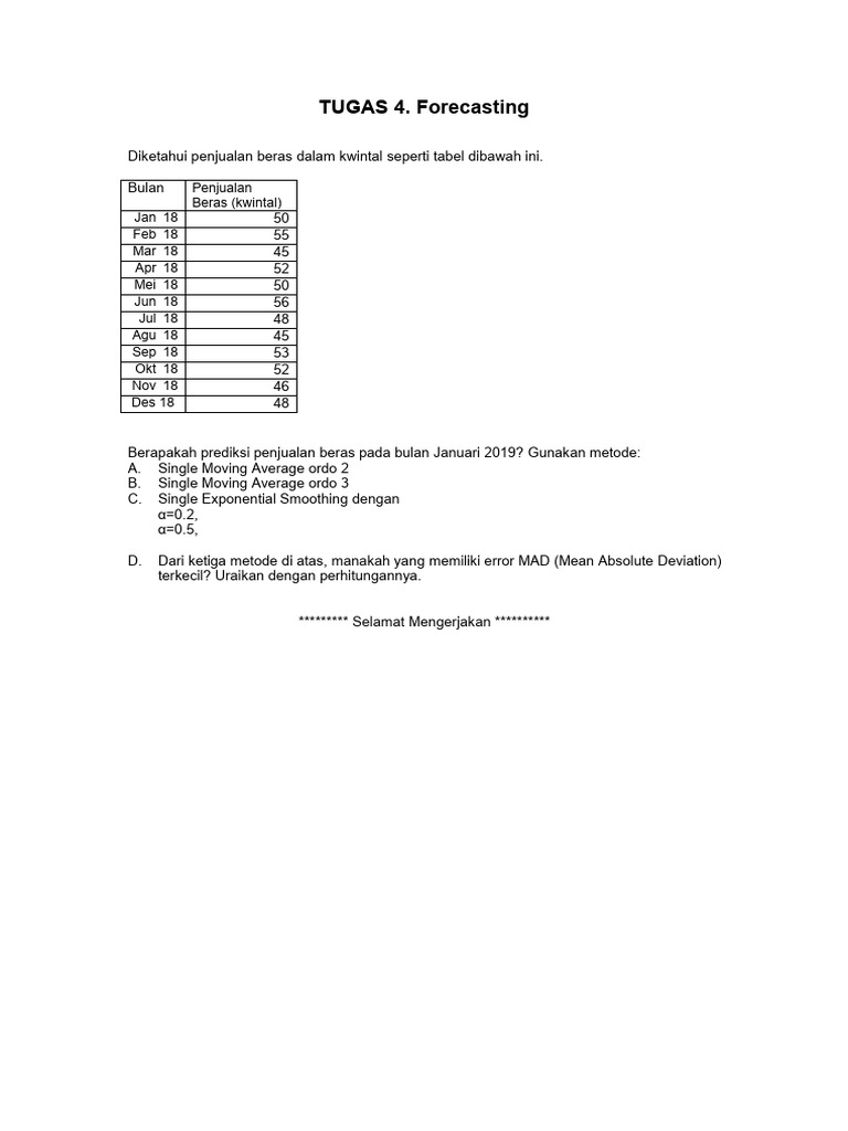 Contoh Soal Forecasting | PDF