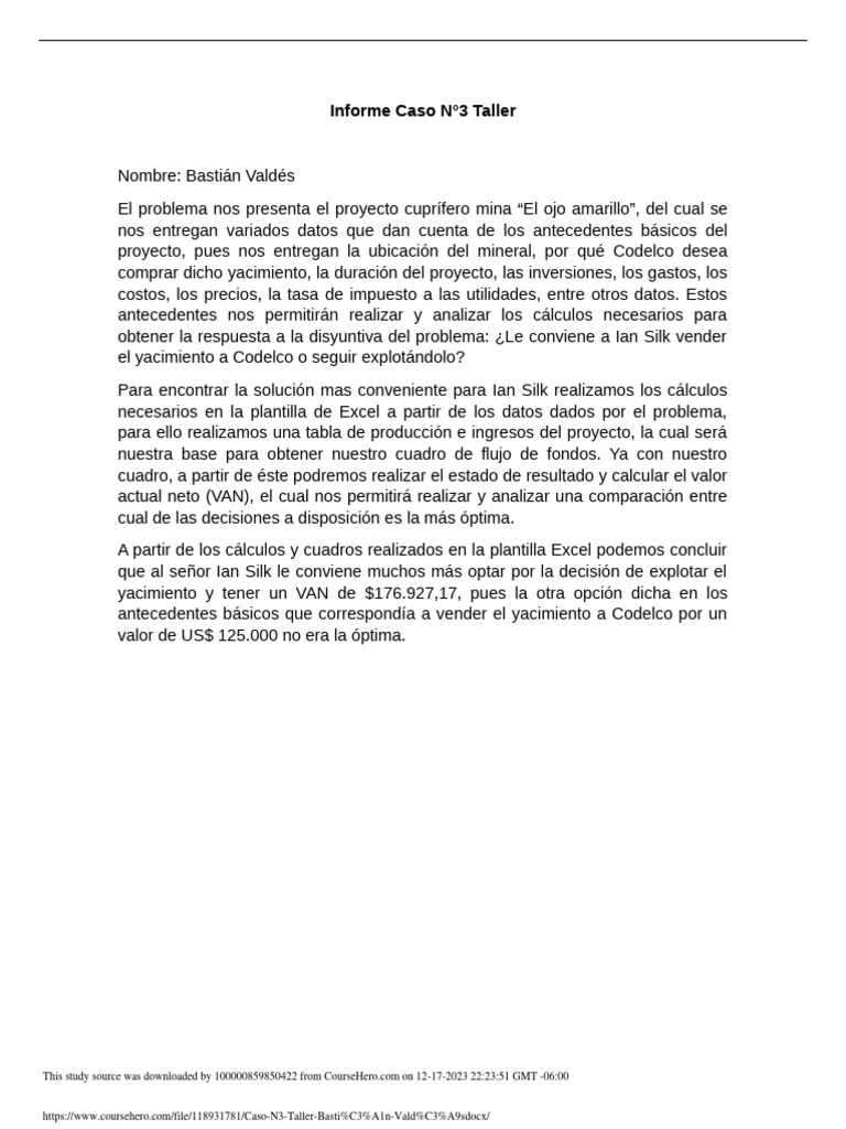Caso N 3 Taller Basti N Vald S | PDF | Economias | Ciencias económicas