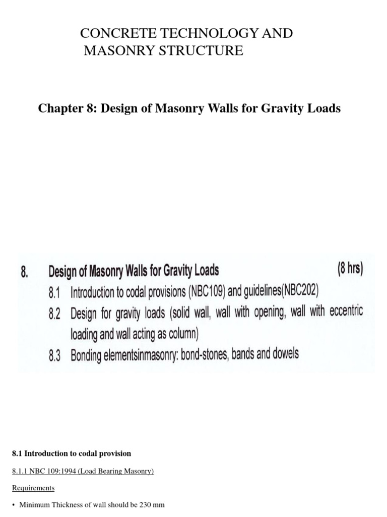 Masonry Wall Design for Gravity Loads | PDF | Masonry | Concrete