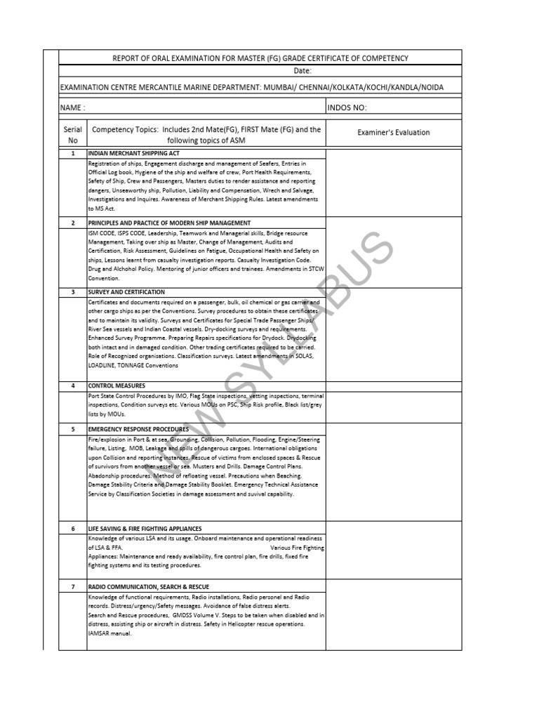 ASM Syllabus - Updated | PDF | Ships | Marine Salvage
