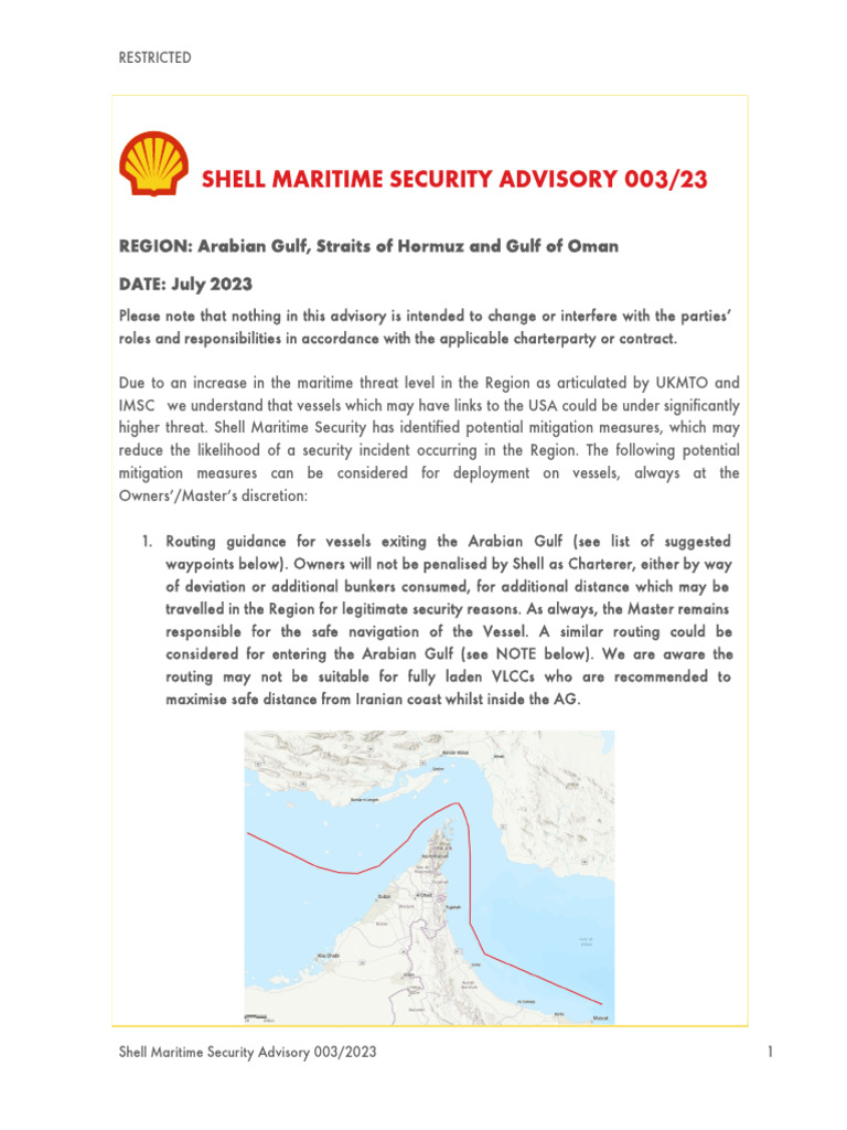 Arabian Gulf Maritime Security Advisory | PDF | Persian Gulf