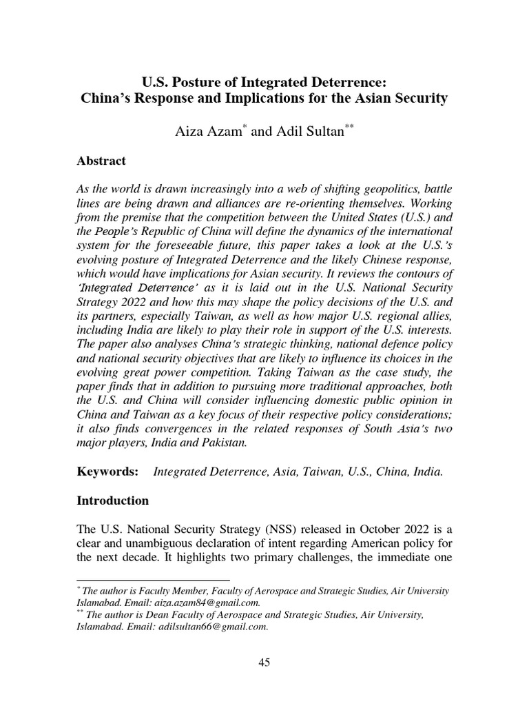 Asian Security: US-China Dynamics | PDF | Crime & Violence | Deterrence ...