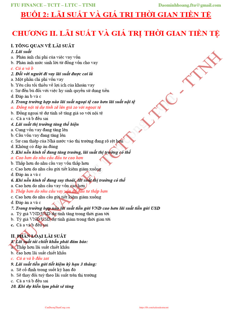 Tai-Chinh-Tien-Te - (TN) - Buoi-2 - Lai-Suat - Gttg-Tien-Te - (Key) - (Cuuduongthancong - Com) | PDF