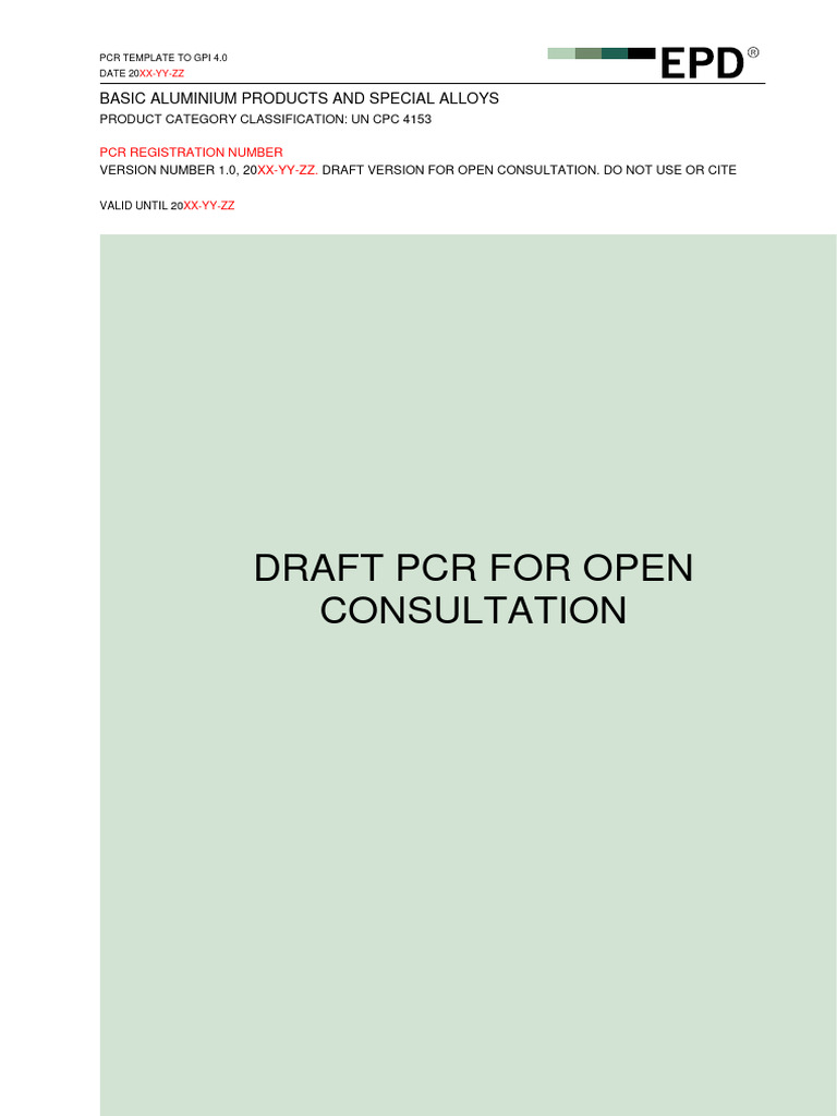 PCR Aluminium Products Draft For Oc | PDF | Life Cycle Assessment | Metals