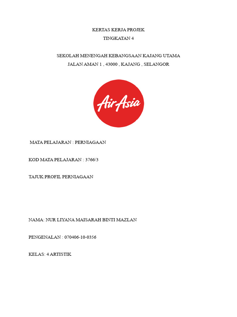 Kerja Projek, Airasia | PDF