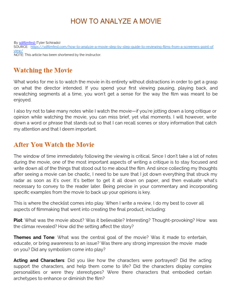Step-by-Step Movie Analysis Guide | PDF