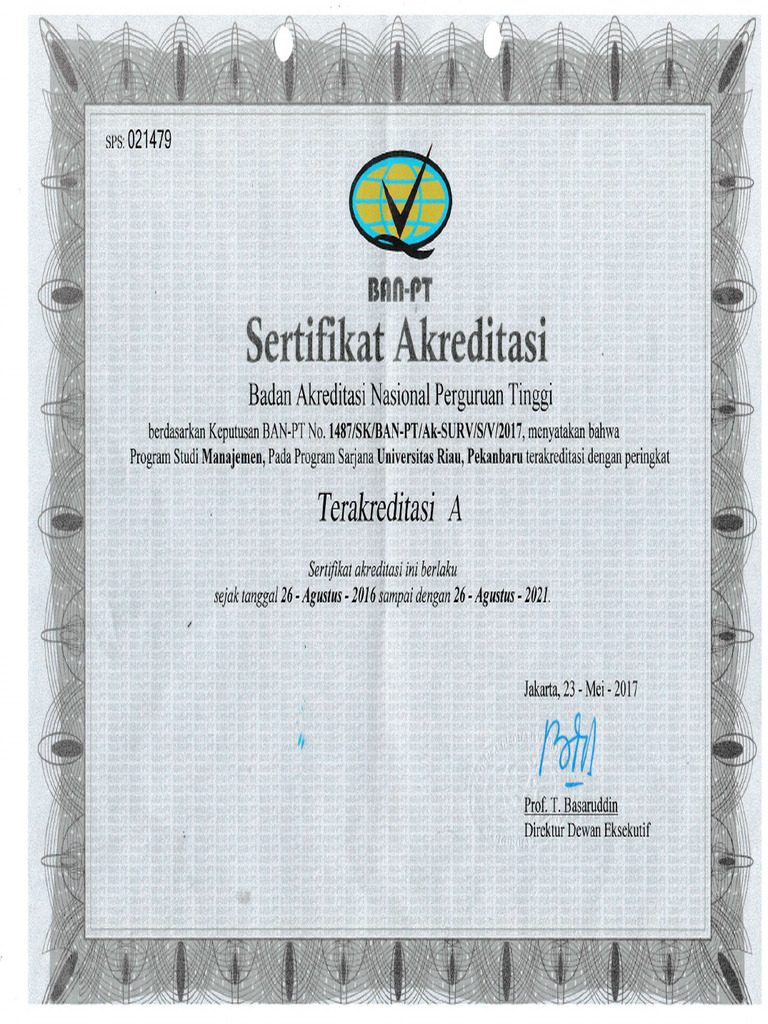 SK&Sertifikat Akreditasi S1 Manajemen-Min | PDF
