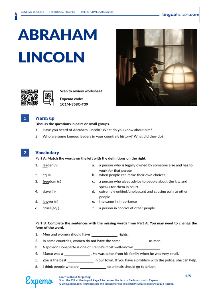 Abraham Lincoln British English Student | Download Free PDF | Abraham ...