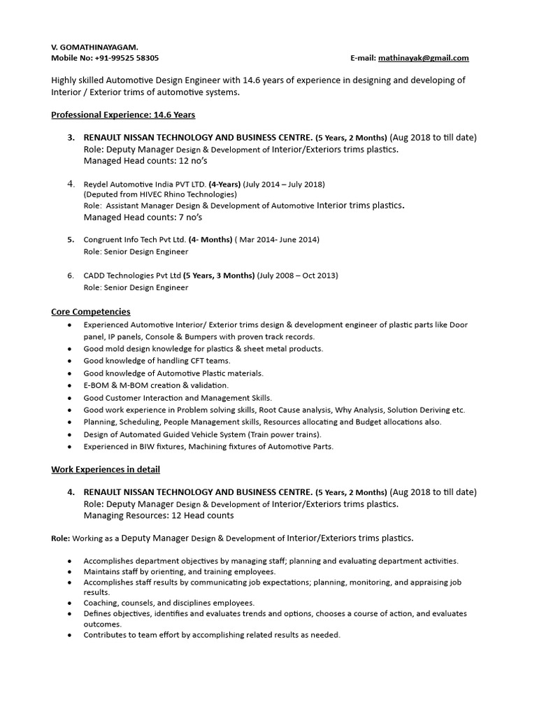 Gomathi Nayagam - CV 2023 | PDF | Computer Aided Design | Mechanical Engineering