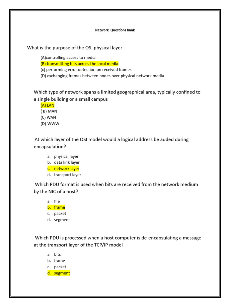 Bank After Edit Answered | PDF | Osi Model | Computer Network