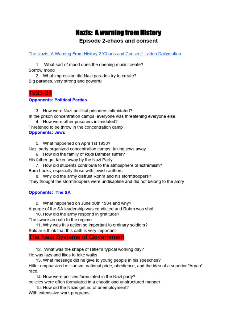 Nazis - A Warning From History (Chaos and Cons | PDF | Nazi Germany ...