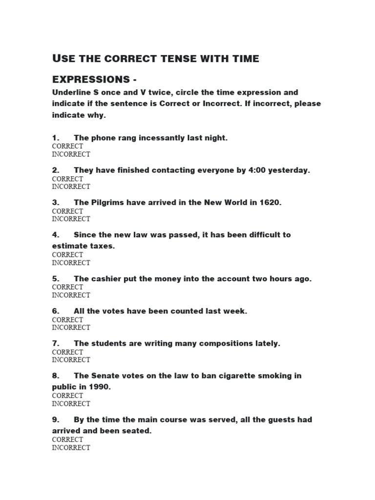 Use The Correct Tense With Time Expressions | PDF