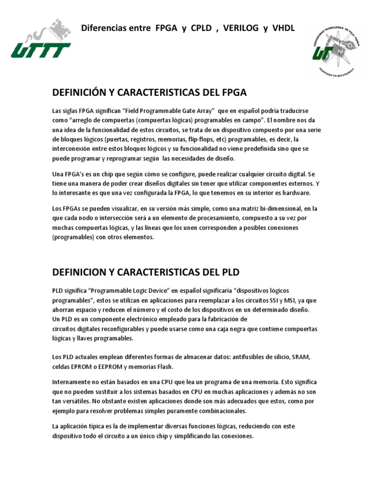 Fpga y PLD, VHDL y Verilog | PDF | Arreglos de compuertas lógicas ...
