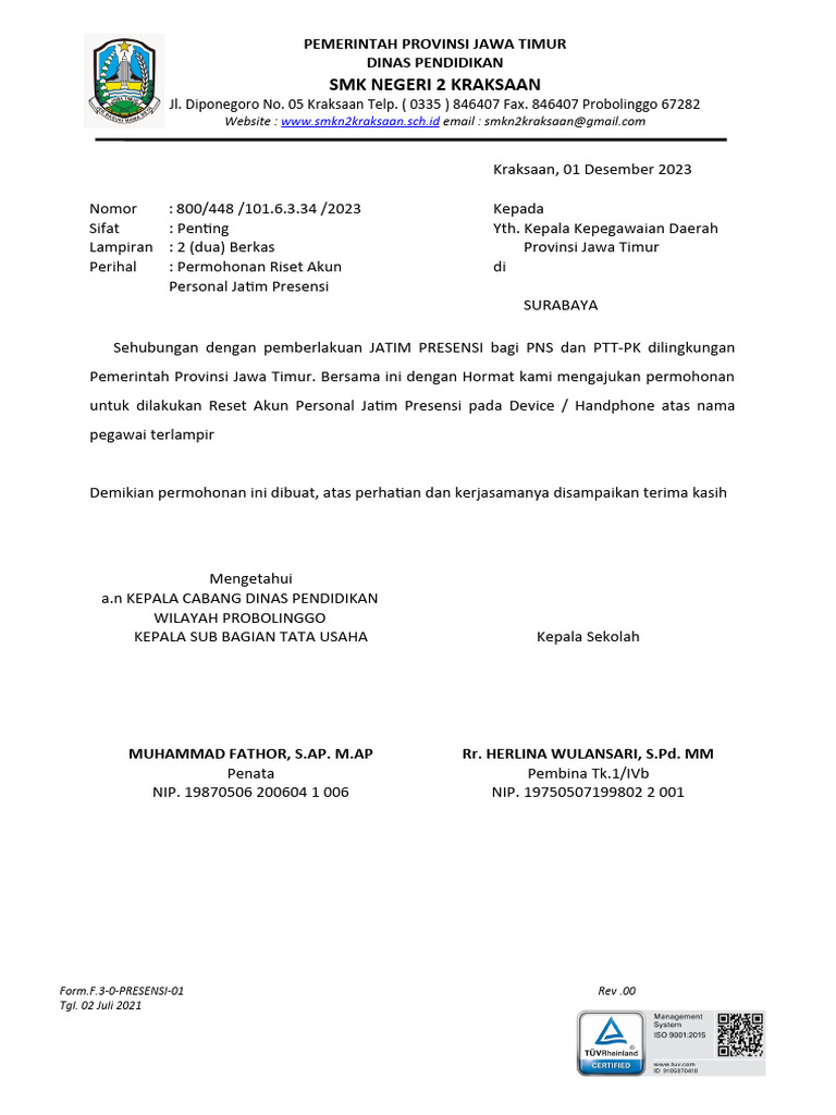 Ganti HP e - Presensi Jatim Syaiful Bahri | PDF