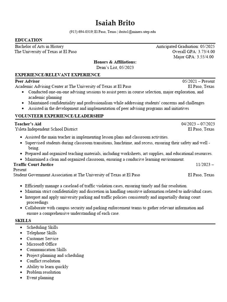 My Resume - Isaiah Brito | PDF | Teachers | Lesson Plan