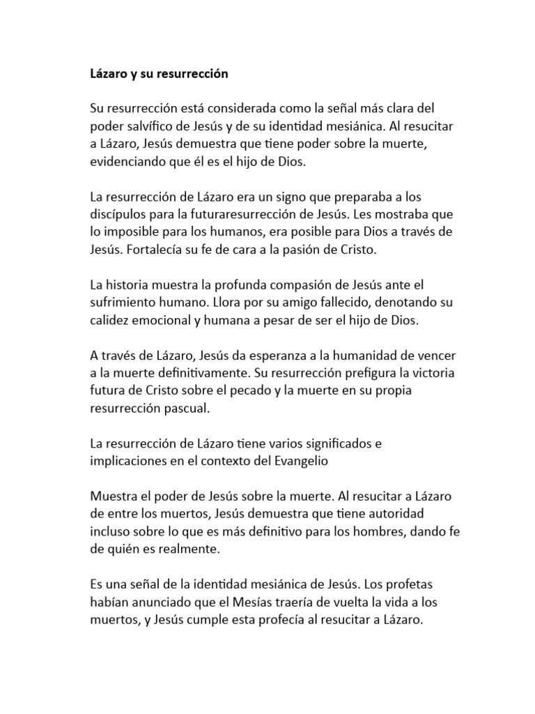 Poder y Compasión en Lázaro | PDF | La resurrección de Jesús | Jesús