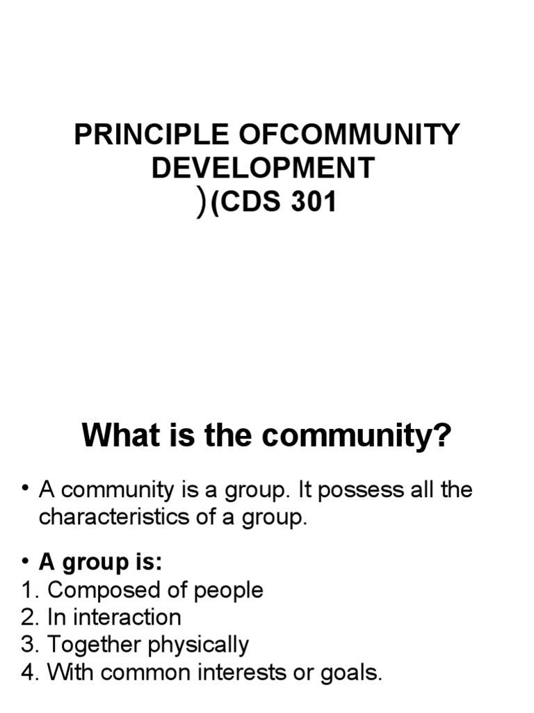 Community Development Principles Overview | PDF | Community | Social Group