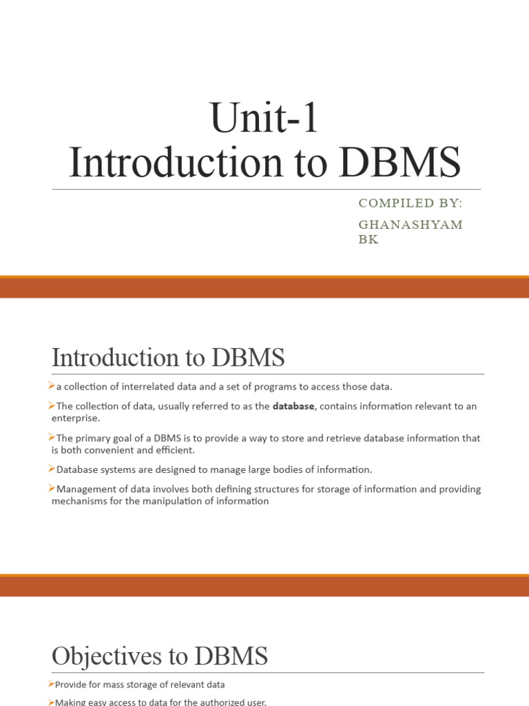 Unit 1 | PDF | Databases | File System