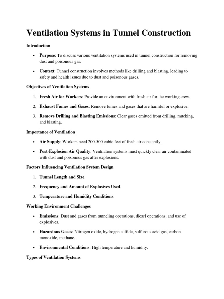 Tunnel Ventilation Systems Overview | PDF | Ventilation (Architecture ...