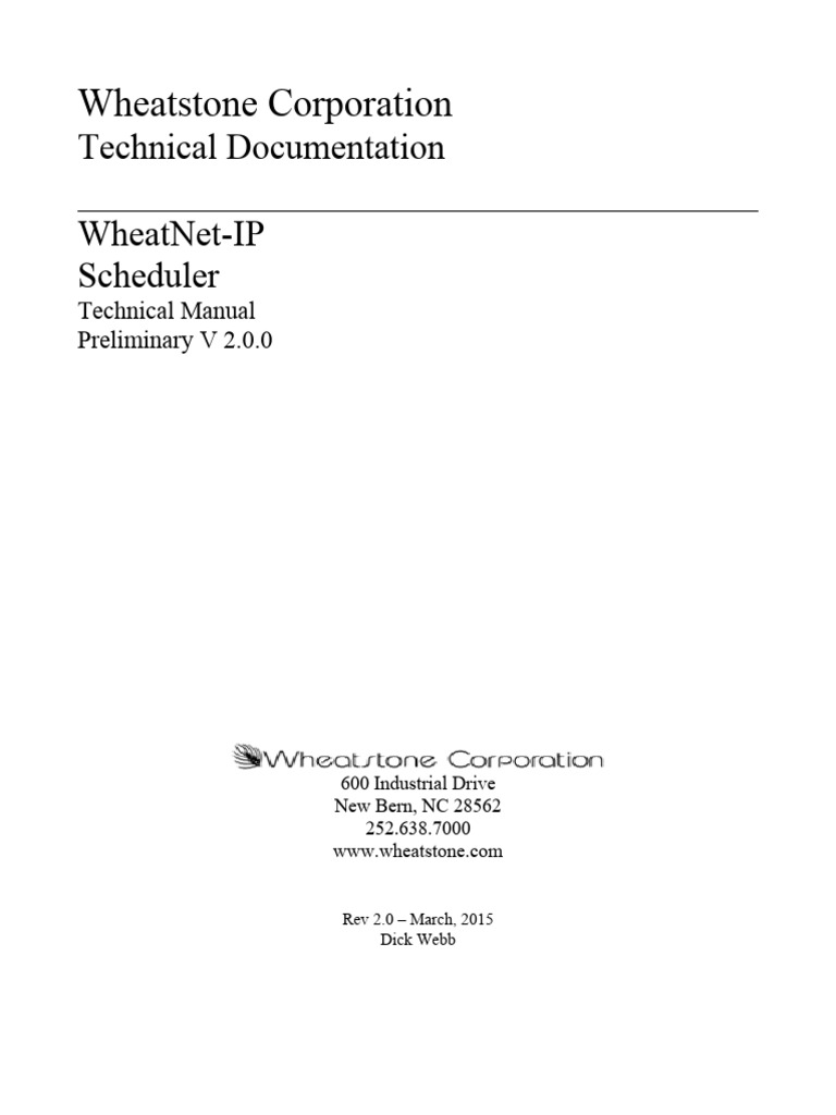 WheatNet-IP Scheduler Manual V2.0 | PDF | Installation (Computer Programs) | Computer File