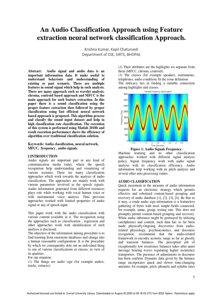 An Audio Classification Approach Using Feature Extraction Neural Network Classification Approch
