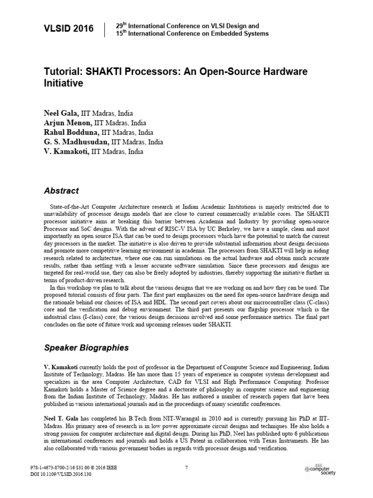 SHAKTI Processors - An Open-Source Hardware Initiative | PDF | Central Processing Unit | System ...