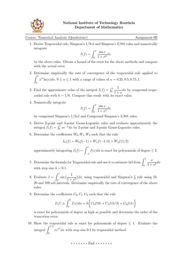 Asgn-3-Integration | PDF | Calculus | Analysis
