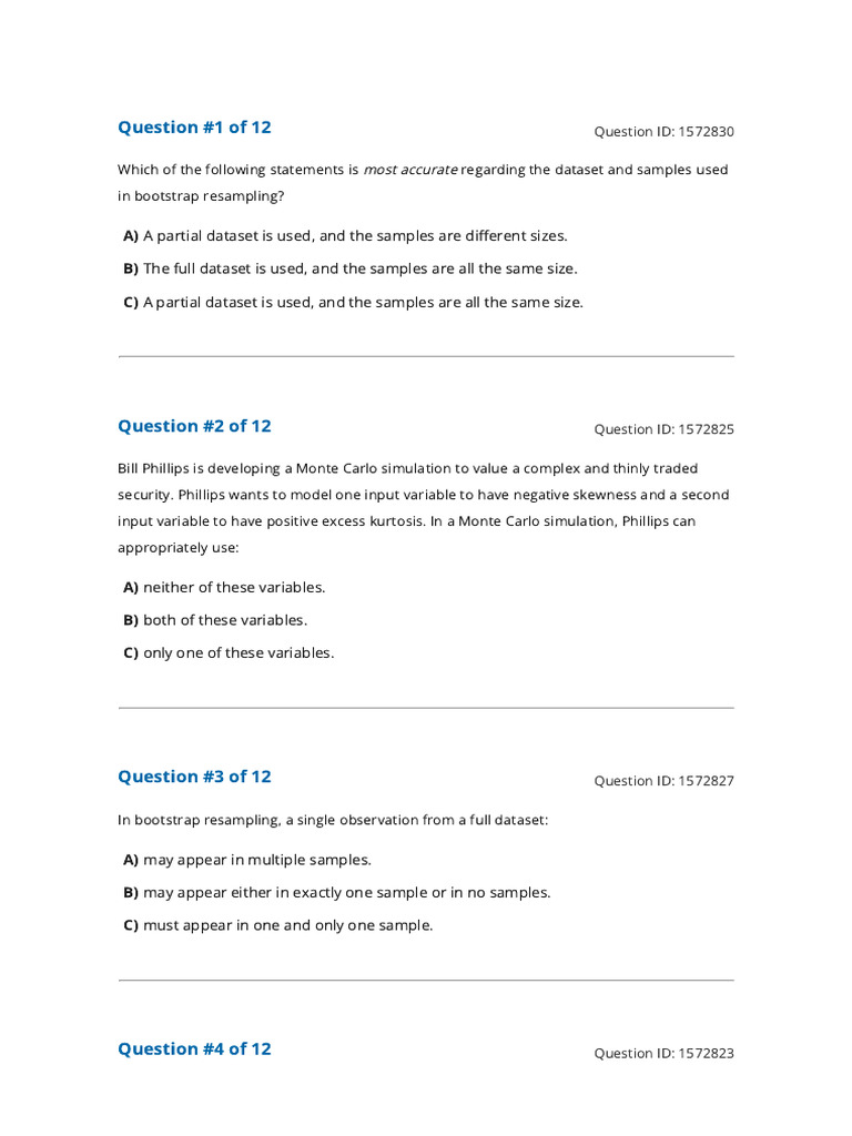 Reading 6 Simulation Methods | PDF | Resampling (Statistics) | Bootstrapping (Statistics)