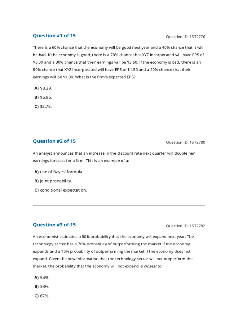 Reading 4 Probability Trees and Conditional Expectations | PDF | Standard Deviation | Investing