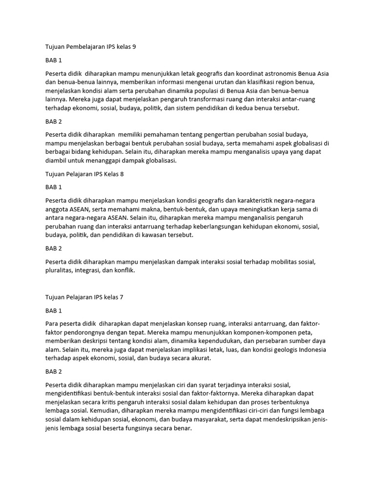 Tujuan Pembelajaran Ips | PDF