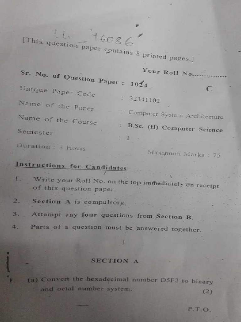 Comp-Science Previous Year Paper Delhi University | PDF