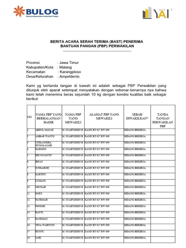 Bast Perwakilan Pakai Form Ini Ke PBP Yg Mewakili | PDF